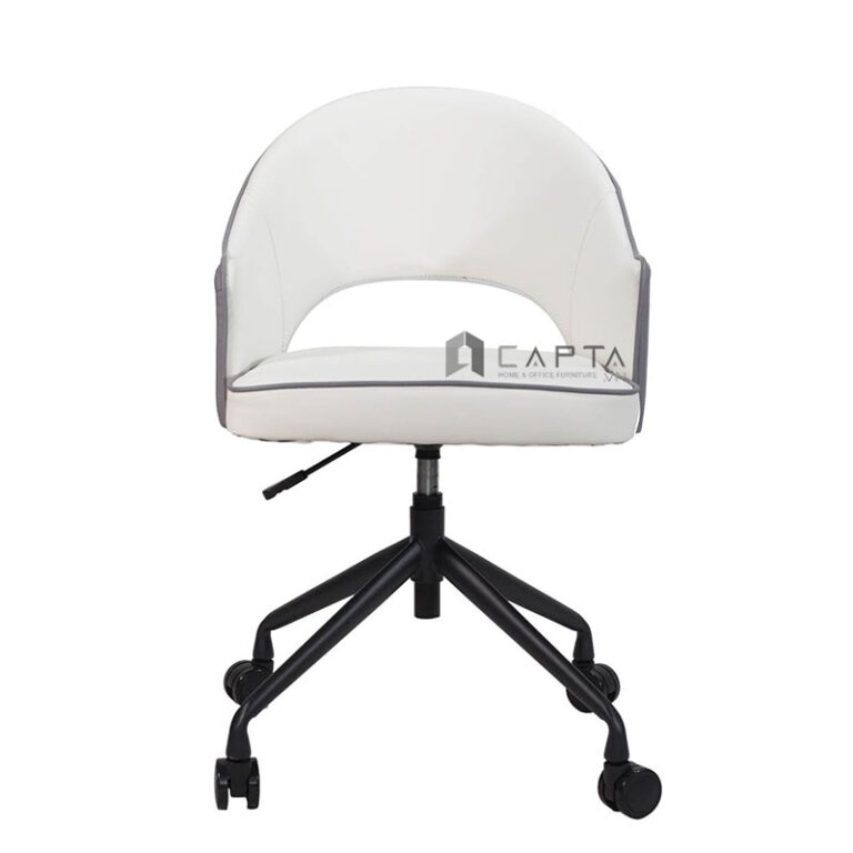 Ghế quầy lễ tân chân xoay nệm da Nappa có tay - Nội thất CAPTA